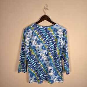 Ruby Rd. | Tops | Ruby Rd Cotton Faux Wrap Top Women Large Blue Ikat ...